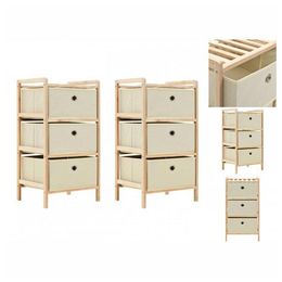 vidaXL Kleiderschrank Aufbewahrungsregale mit 3 Stoffkörben 2 Stk Beige Zedernholz