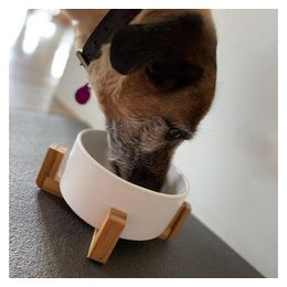Sanozoo Napf Sanozoo® Napf für Hunde und Katzen aus Bambus & Keramik 2er Set Grau