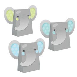 Partystrolche Papierdekoration Geschenkbox Baby Elefant blau