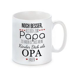 Herzbotschaft Tasse Kaffeebecher mit Motiv Noch besser als dich zum Papa