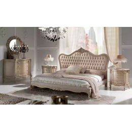 JVmoebel Schlafzimmer-Set Bett Schlafzimmer Set Design Luxus 2x Nachttische Italienische Stil 4