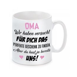 Herzbotschaft Tasse Kaffeebecher mit Motiv Oma wir haben versucht für Dich