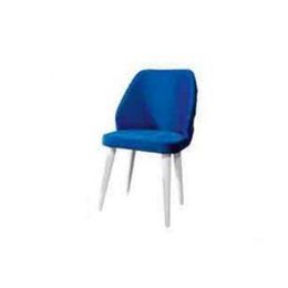 JVmoebel Stuhl Hölzerne gepolsterte Stuhl blau zurück Chesterfield auf weißen Beinen