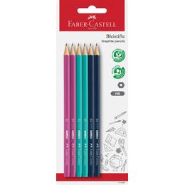 Faber-Castell Bleistift 6er Set Bleistifte HB in 3 trendigen Schaftfarben