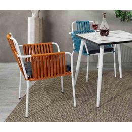 JVmoebel Stuhl Originalstühle hell orange Farbe auf weißen Beinen