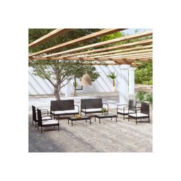 vidaXL Gartenlounge-Set, schwarz|weiß