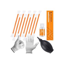 Minadax Kamerazubehör-Set KF 10x APS-C Sensor Reinigungs Doppel Swabs + Handschuhe + Blasebalg