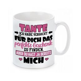 Herzbotschaft Tasse Kaffeebecher mit Motiv Tante ich habe versucht