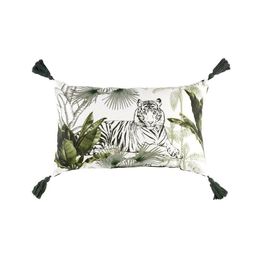 Macosa Home Dekokissen inklusive Füllung grün weiß Tiger 30x50 cm Baumwolle