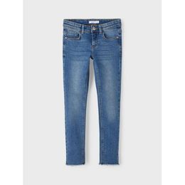 name it Regular-fit-Jeans Skinny Jeans Denim Hose mit Fransen NKFPOLLY 5538 in Blau
