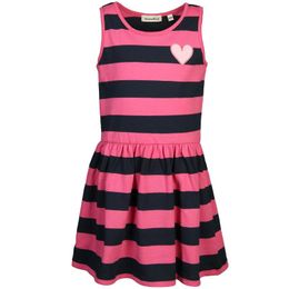 tausendkind essentials - Kleid SMALL HEART gestreift in dunkelblau/rosa, Gr.140/146