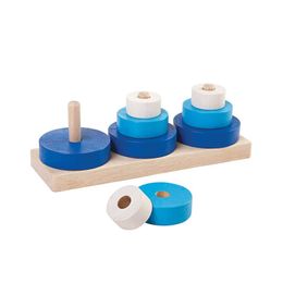 Plan Toys - Holz-Stapelspiel TRIO 10-teilig in blau
