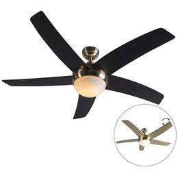 Qazqa Deckenventilator Gold mit Fernbedienung - Cool - Gold/Messing