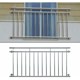 Französischer Balkon, 90x100 cm, Silber, aus Edelstahl - ECD Germany