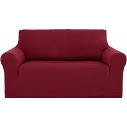 Elastisch Sofabezug Sofaüberwurf Sofaüberzug Couchbezug, 1 Stück,2-Sitzer(145-175cm), Bordeaux - Bordeaux - Deconovo