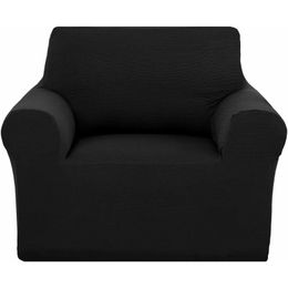 Elastisch Sofabezug Sofaüberwurf Sofaüberzug Couchbezug, 1 Stück,1-Sitzer(80-120cm), Schwarz - Schwarz - Deconovo