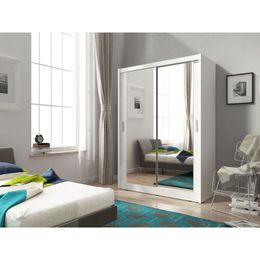 3xe Living - 3xEliving Moderner, geräumiger Kleiderschrank Patryk ii 130 cm mit Spiegeln in weiß - weiß