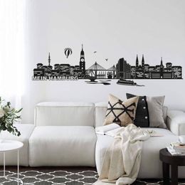 K&L WALL ART Wandtattoo Hamburg Skyline Wandaufkleber selbstklebend Hafenstadt 120cm