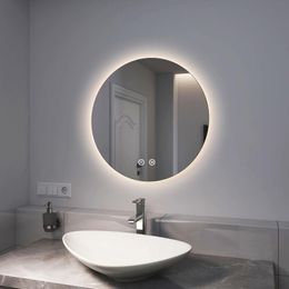 Badspiegel mit Beleuchtung Badspiegel Rund ф60cm Badezimmerspiegel mit Touch und 3 Lichtfarbe - Emke