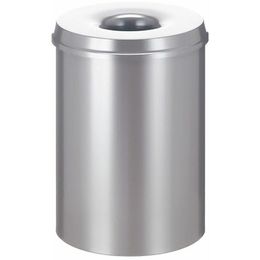 Selbstlöschender Papierkorb & Abfallsammler aus Metall 30 Liter, HxØ 47x33,5cm Silber - Silber