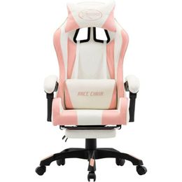 Sweiko - Gaming-Stuhl mit Fußstütze Rosa und Weiß Kunstleder FF287994DE