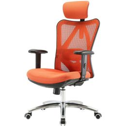 HHG Neuwertig] sihoo Bürostuhl Schreibtischstuhl, ergonomisch, verstellbare Lordosenstütze, 150kg belastbar - orange