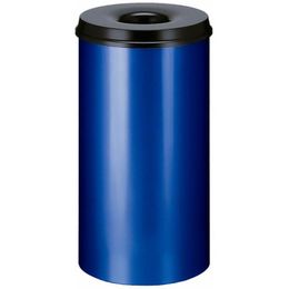 Selbstlöschender Papierkorb & Abfallsammler aus Metall 50 Liter, HxØ 63x33,5cm Blau, Kopfteil Schwarz - Schwarz