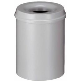 Selbstlöschender Papierkorb & Abfallsammler aus Metall 15 Liter, HxØ 36x26cm Grau - Grau
