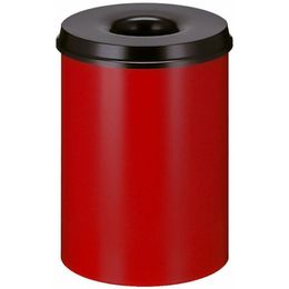 Proregal-betriebsausstattung Zum Besten Preis - Selbstlöschender Papierkorb & Abfallsammler aus Metall 30 Liter, HxØ 47x33,5cm Rot, Kopfteil Schwarz