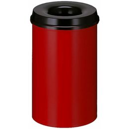 Proregal-betriebsausstattung Zum Besten Preis - Selbstlöschender Papierkorb & Abfallsammler aus Metall 20 Liter, HxØ 42,6x26cm Rot, Kopfteil Schwarz