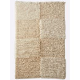 Teppich HEINE HOME Teppiche Gr. B/L: 60 cm x 90 cm, 70 mm, 1 St., beige (natur) Schurwollteppiche