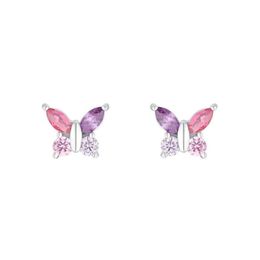Amor Paar Ohrstecker Schmetterling, 2036525, 2036526, 2036528, mit Zirkonia (synth), lila|rosa|silberfarben