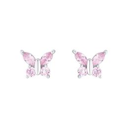 Amor Paar Ohrstecker Schmetterling, 2036525, 2036526, 2036528, mit Zirkonia (synth), rosa|silberfarben