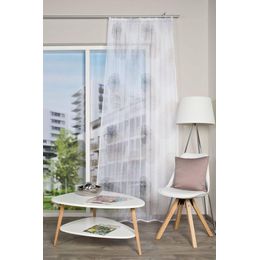 Vorhang RAWLINS, Home Wohnideen, Kräuselband (1 St), transparent, Voile, Zugbandschal RAWLINS bedruckt, grau
