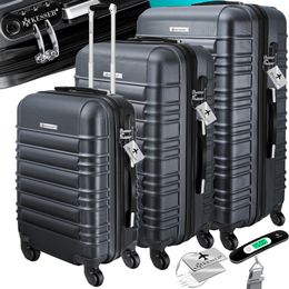 Kesser® 3tlg. Hartschalenkofferset Hartschalenkoffer Reisekoffer Set Reisekofferset Trolley Koffer Inkl. Kofferwaage + Gepäckanhänger Rollkoffer Schloss 4 Rollen ABS-Hartschale Teleskopgriff M-L-XL