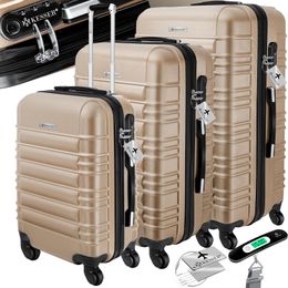 Kesser® 3tlg. Hartschalenkofferset Hartschalenkoffer Reisekoffer Set Reisekofferset Trolley Koffer Inkl. Kofferwaage + Gepäckanhänger Rollkoffer Schloss 4 Rollen ABS-Hartschale Teleskopgriff M-L-XL