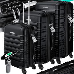 Kesser® 3tlg. Hartschalenkofferset Hartschalenkoffer Reisekoffer Set Reisekofferset Trolley Koffer Inkl. Kofferwaage + Gepäckanhänger Rollkoffer Schloss 4 Rollen ABS-Hartschale Teleskopgriff M-L-XL