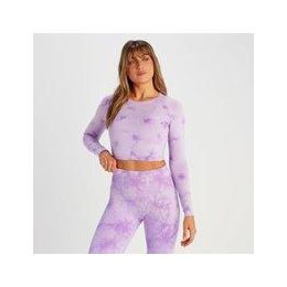 MP Damen Shape Seamless Langarm-Crop-Top – Lila Batik - XS