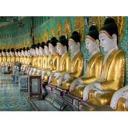 papermoon Fototapete "U Min Thonze Buddhas" Tapeten Gr. B/L: 4,5 m x 2,8 m, Bahnen: 9 St., bunt (mehrfarbig) Fototapeten
