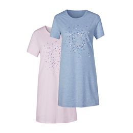 wäschepur Sleepshirt WÄSCHEPUR "Sleepshirts" Gr. 48/50, Normalgrößen, bunt (hellblau, meliert, rosé, meliert) Damen Kleider Nachthemden