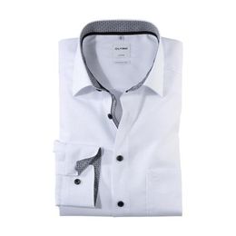 Businesshemd OLYMP "Luxor comfort fit" Gr. 47, N-Gr, schwarz-weiß (weiß anthrazit) Herren Hemden Langarm