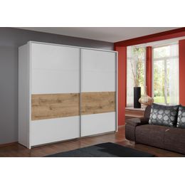 Schwebetürenschrank wimex "Bert" Schränke Gr. B/H/T: 270 cm x 210 cm x 65 cm, 2 St., weiß (weiß, plankeneichefarben) Schwebetürenschränke und Schiebetürenschränke