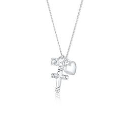 Elli Kette mit Anhänger Kinder Kreuz Herz Liebe Zirkonia 925 Silber