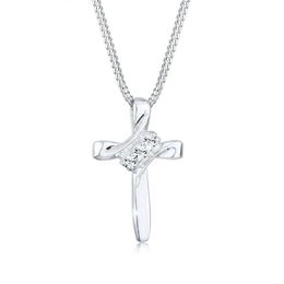 Elli Kette mit Anhänger Kreuz Modern mit Kristalle 925 Silber