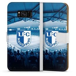 DeinDesign Handyhülle 1. FC Magdeburg Stadion 1. FCM 1.FCM Arena, Samsung Galaxy S8 Hülle Handy Flip Case Wallet Cover Handytasche Leder, weiß