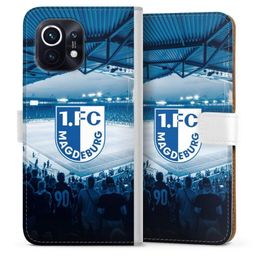DeinDesign Handyhülle 1. FC Magdeburg Stadion 1. FCM 1.FCM Arena, Xiaomi Mi 11 Hülle Handy Flip Case Wallet Cover Handytasche Leder, weiß