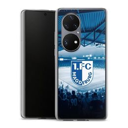 DeinDesign Handyhülle 1. FC Magdeburg Stadion 1. FCM 1.FCM Arena, Huawei P50 Pro Silikon Hülle Bumper Case Handy Schutzhülle, weiß, transparent