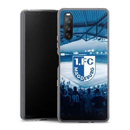 DeinDesign Handyhülle 1. FC Magdeburg Stadion 1. FCM 1.FCM Arena, Sony Xperia 10 III Silikon Hülle Bumper Case Handy Schutzhülle, weiß, transparent