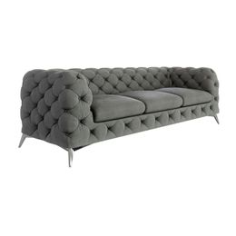 S-Style Möbel 3-Sitzer Chesterfield Sofa Kalina mit Silber Metall Füßen