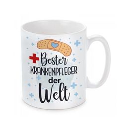 Herzbotschaft Tasse Kaffeebecher mit Motiv Bester Krankenpfleger der Welt